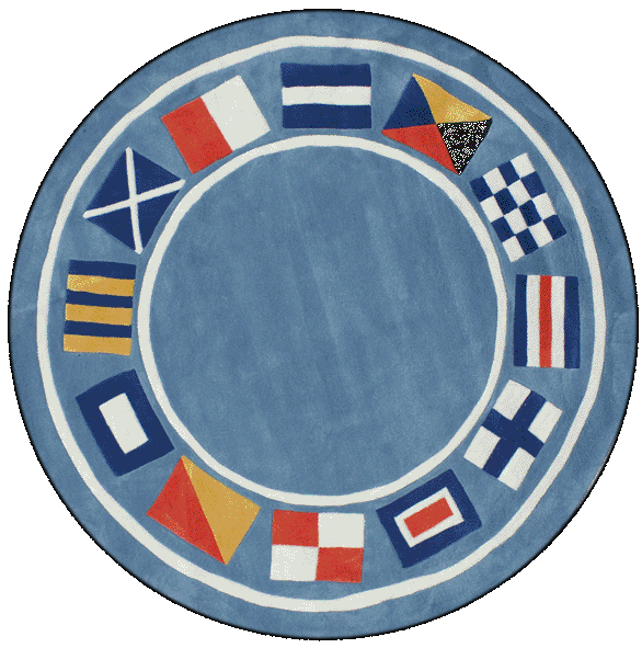 Beach Rug 'Nautical Flags' Light Blue - Nejad AT042LB